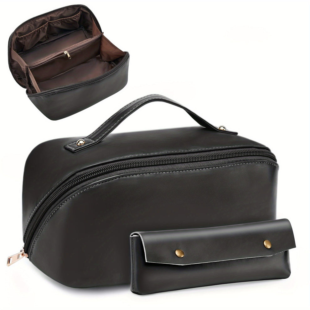 BAGMIND 2pcs Makeup Bag, Large Capacity Travel Cosmetic Bag, Portable ...